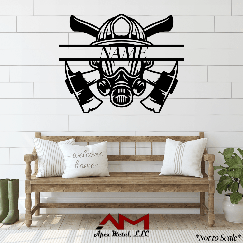 Custom Fire Department Mask and Ax Sign